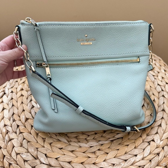 kate spade | Bags | Kate Spade Light Blue Genuine Leather Crossbody Bag ...